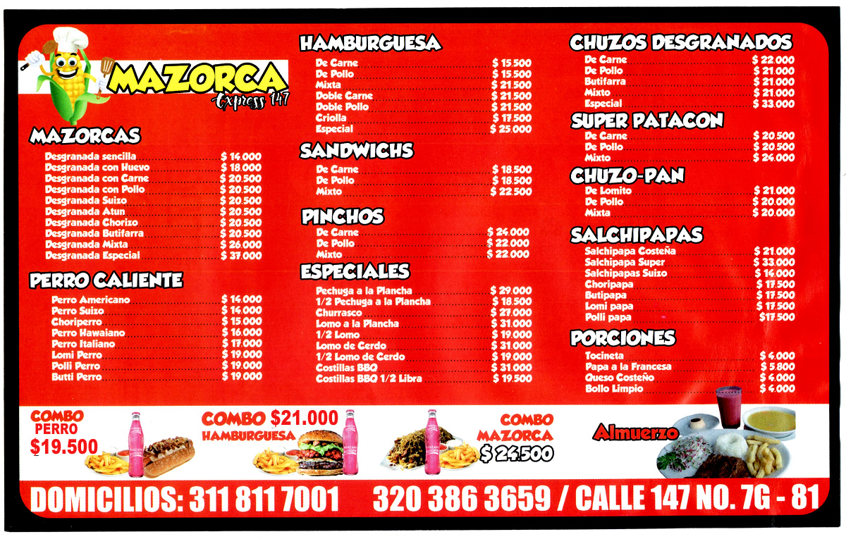 Restaurante Mazorca Express 147 domicilios almuerzo casero Cedritos ...
